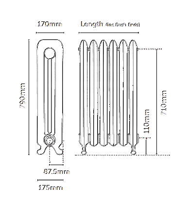 Montpellier Old Style Cast Iron Radiator 790mm high