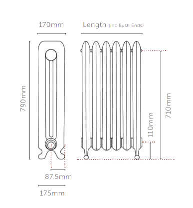 Montpellier Old Style Cast Iron Radiator 790mm high
