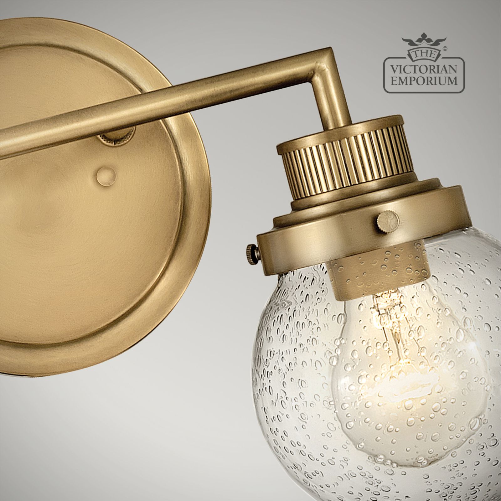 Poppy Double Bathroom Wall Light in Heritage Brass