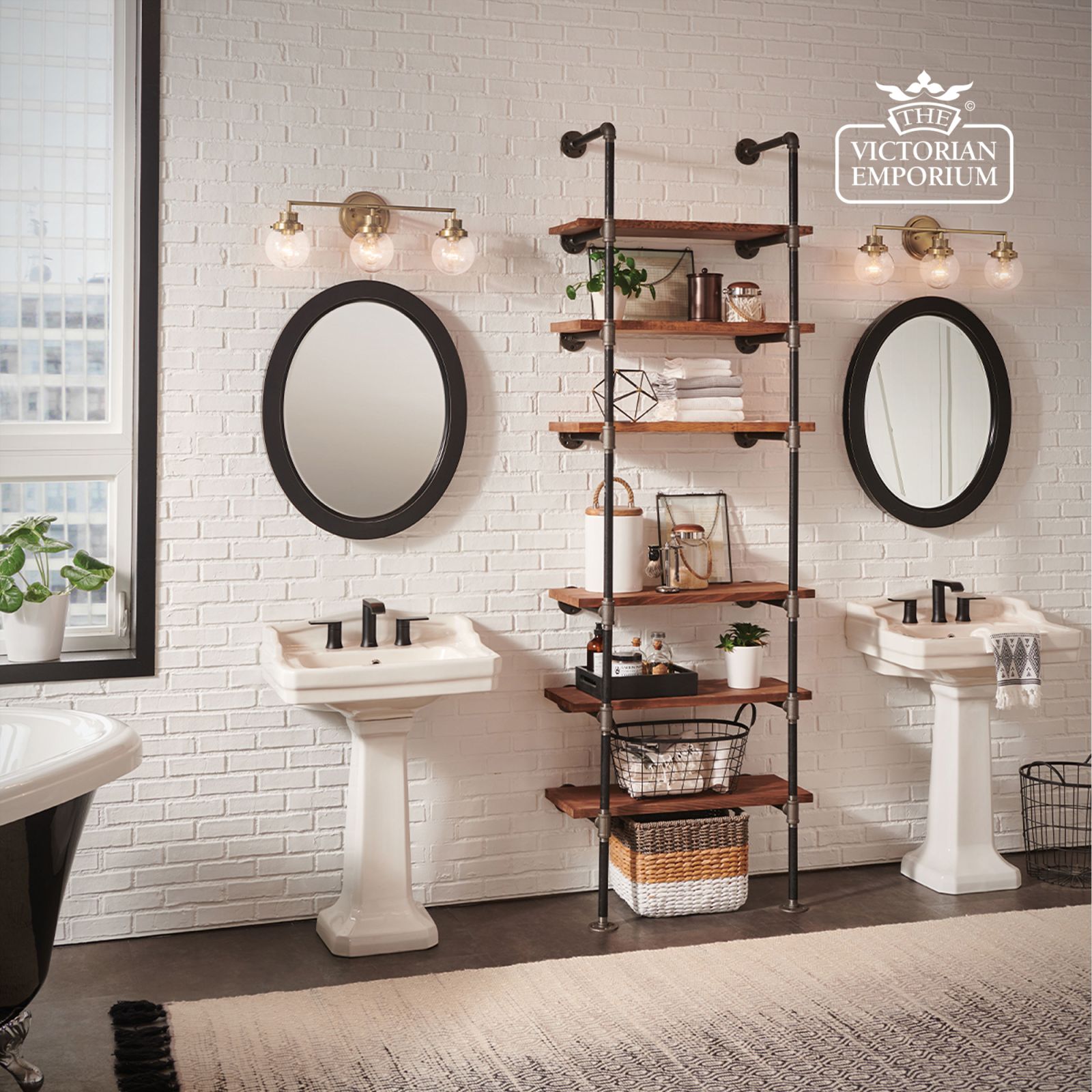 Poppy Triple Bathroom Wall Light in Heritage Brass