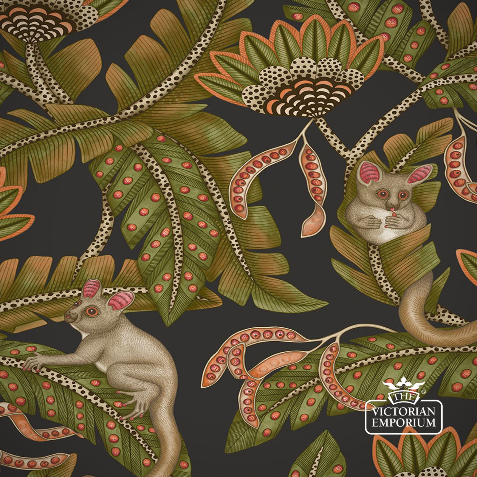 Bush Baby wallpaper in a choice of 5 colourways