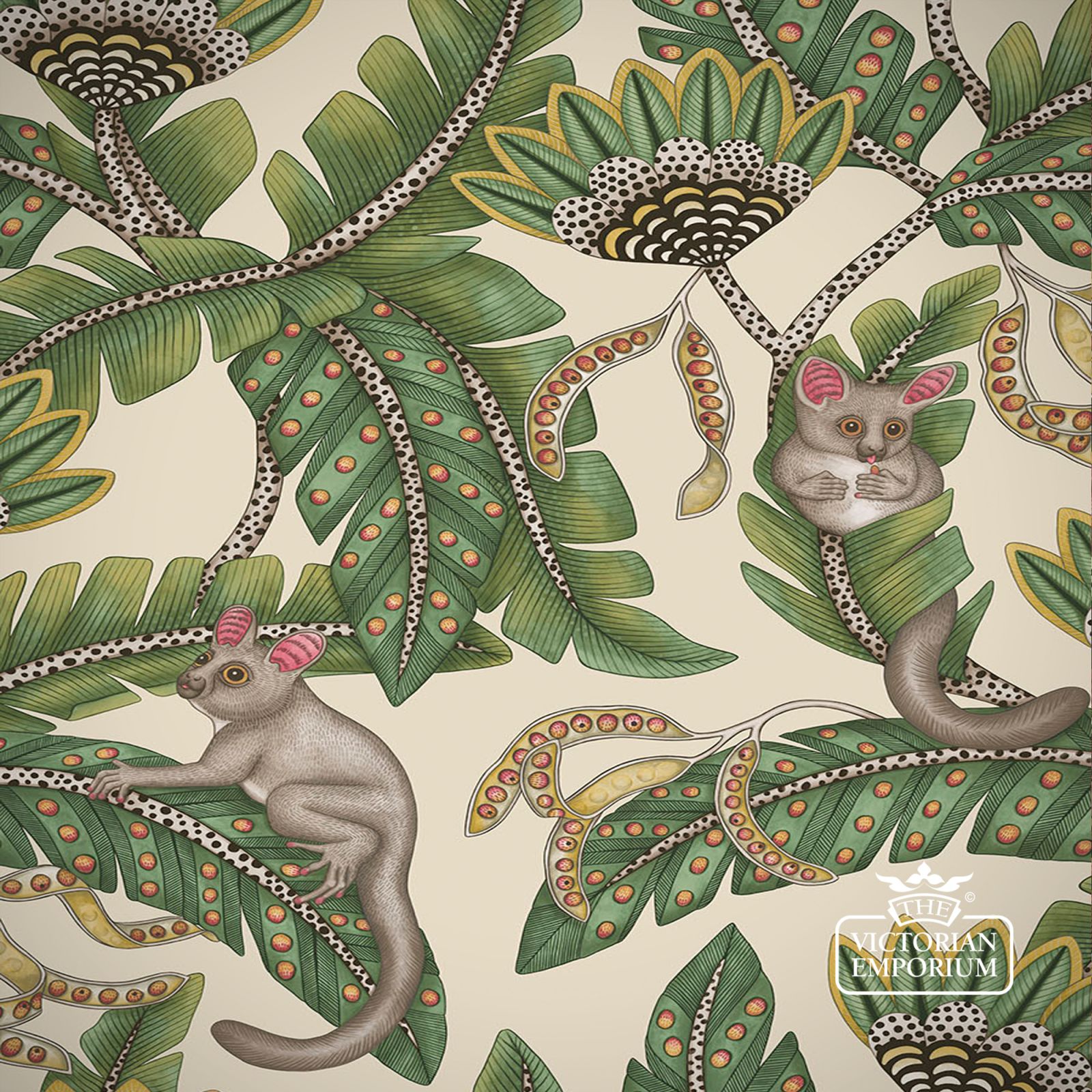 Bush Baby wallpaper in a choice of 5 colourways