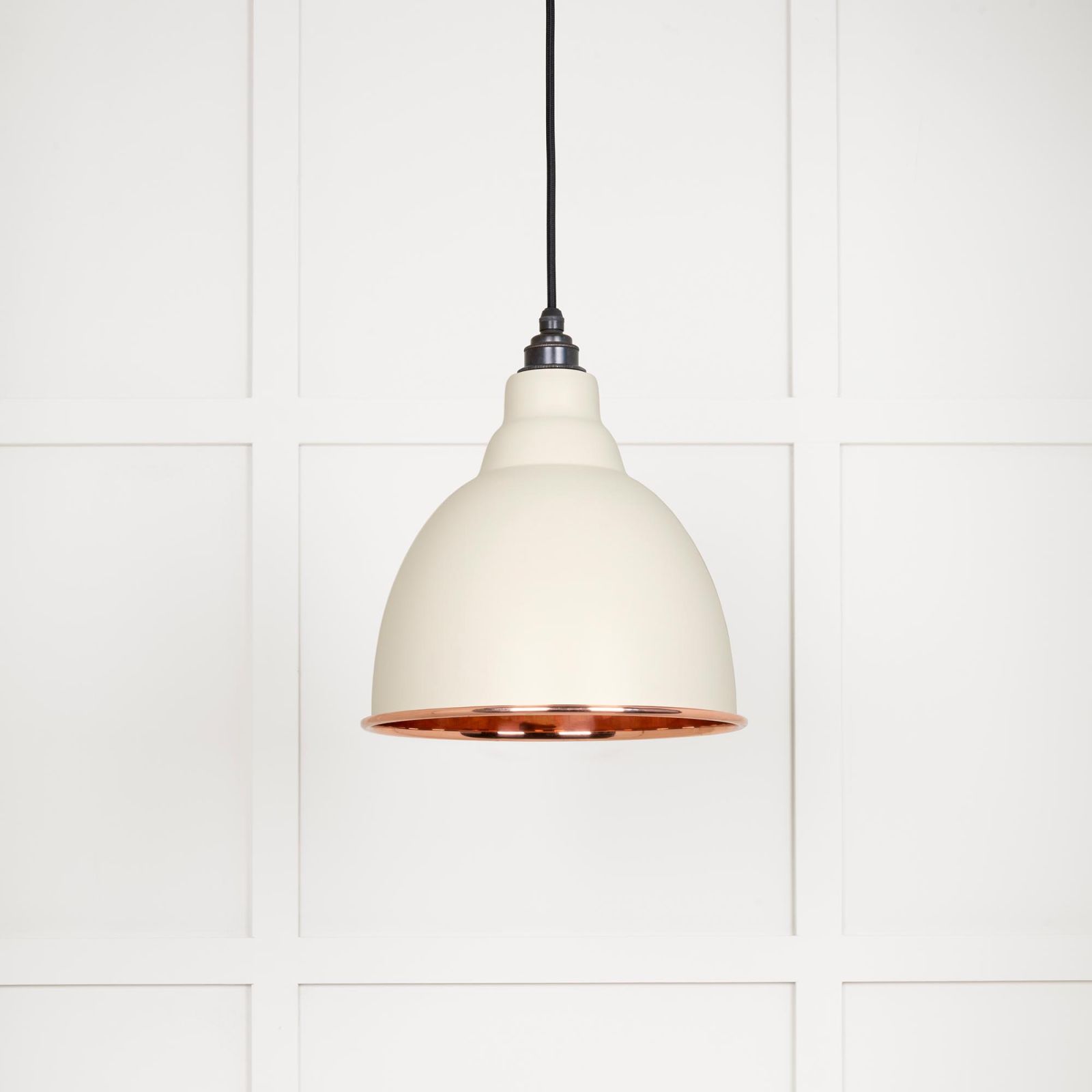 Brindle Pendant Light in Smooth Copper with Teasel Exterior