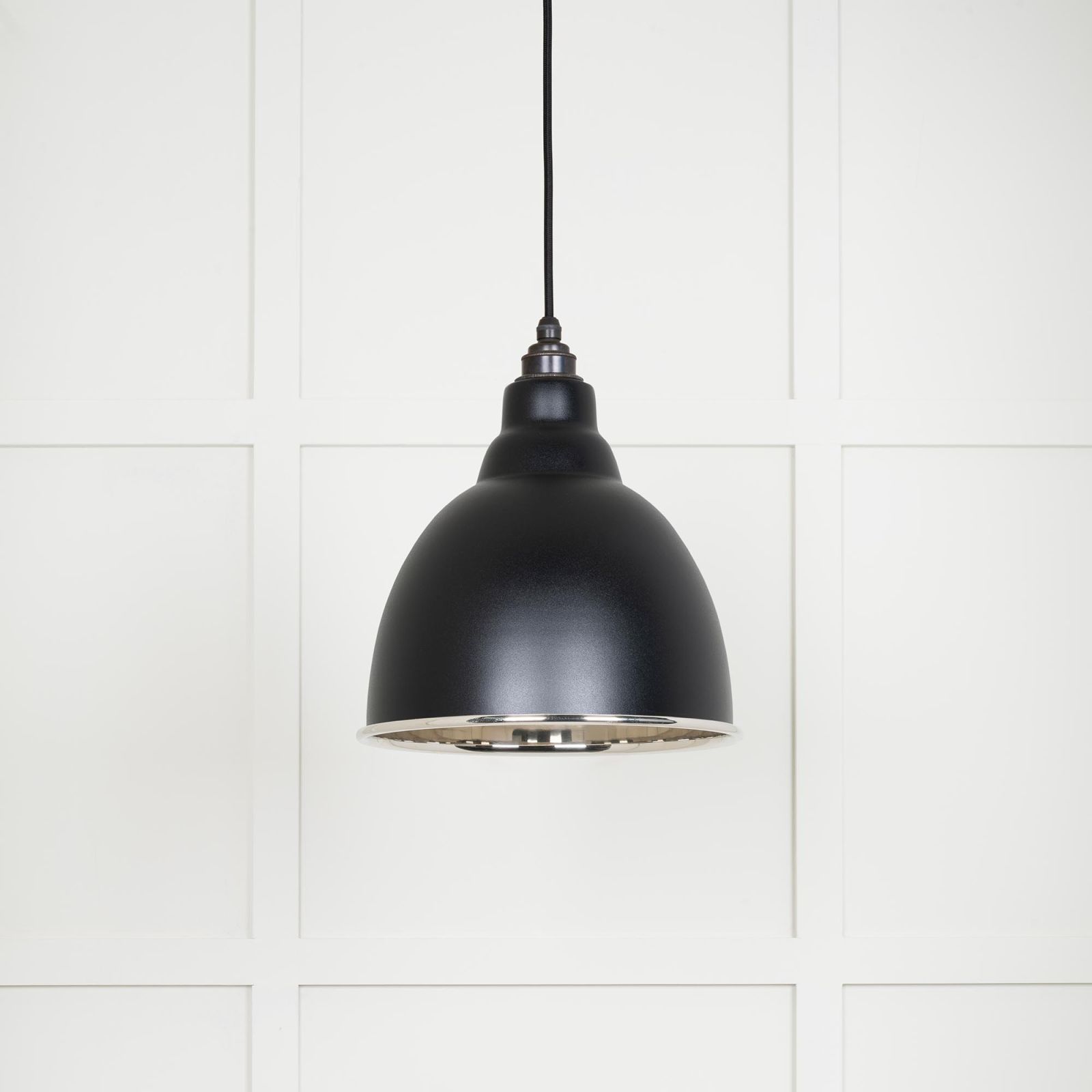 Brindle pendant light in Black with nickel interior
