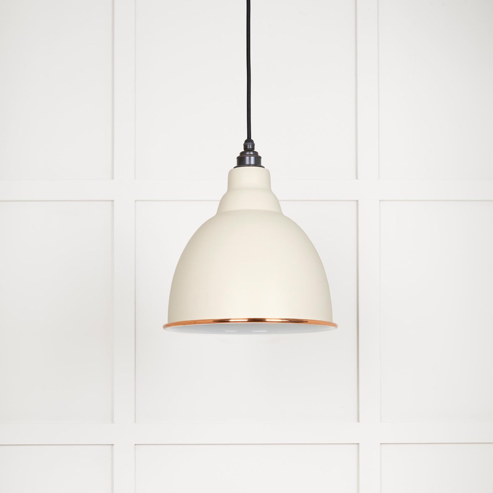 Brindle pendant light in Teasel with white gloss interior