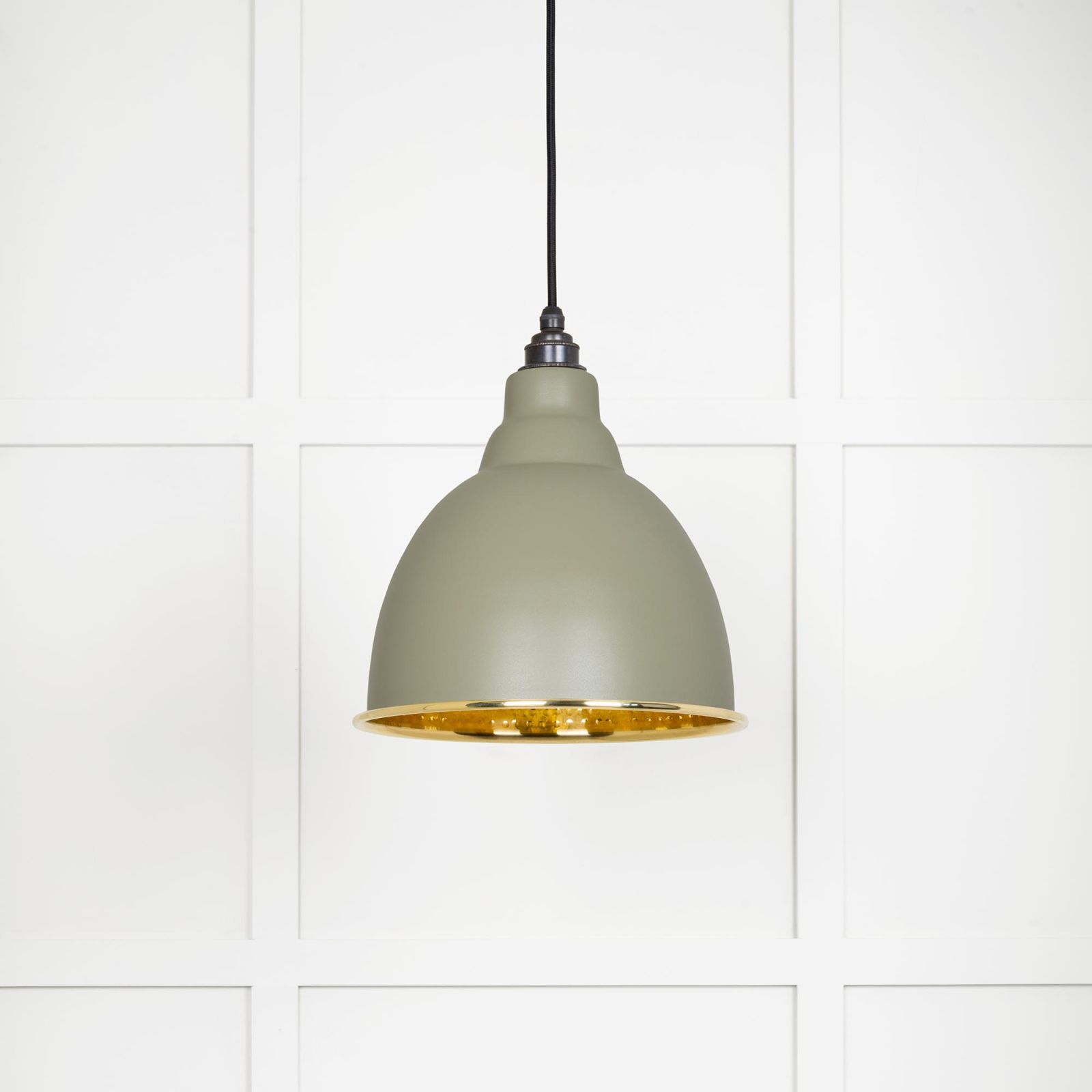 Brindle pendant light in Tump with hammered brass interior