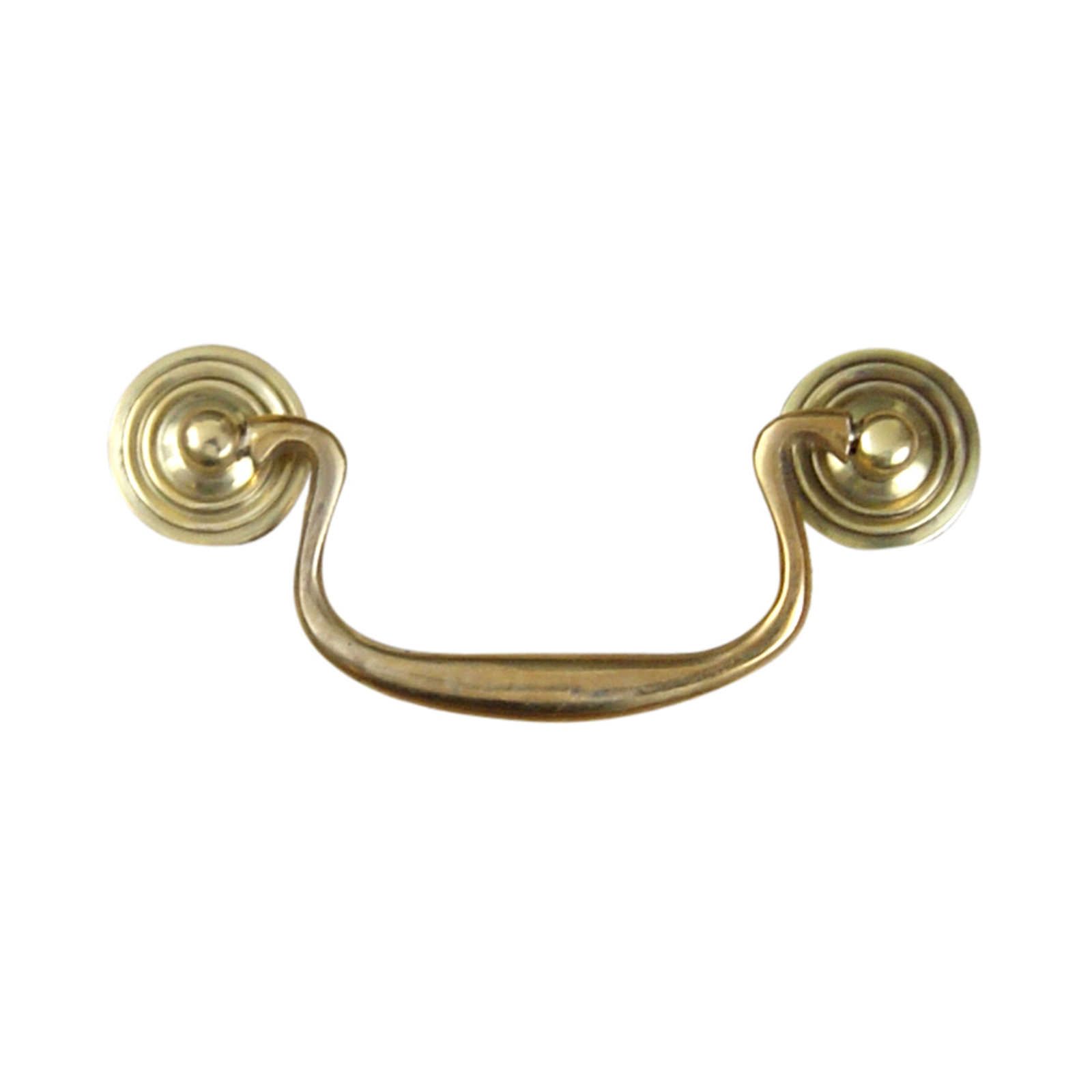 Swan Neck Drop Handle in Natural Brass