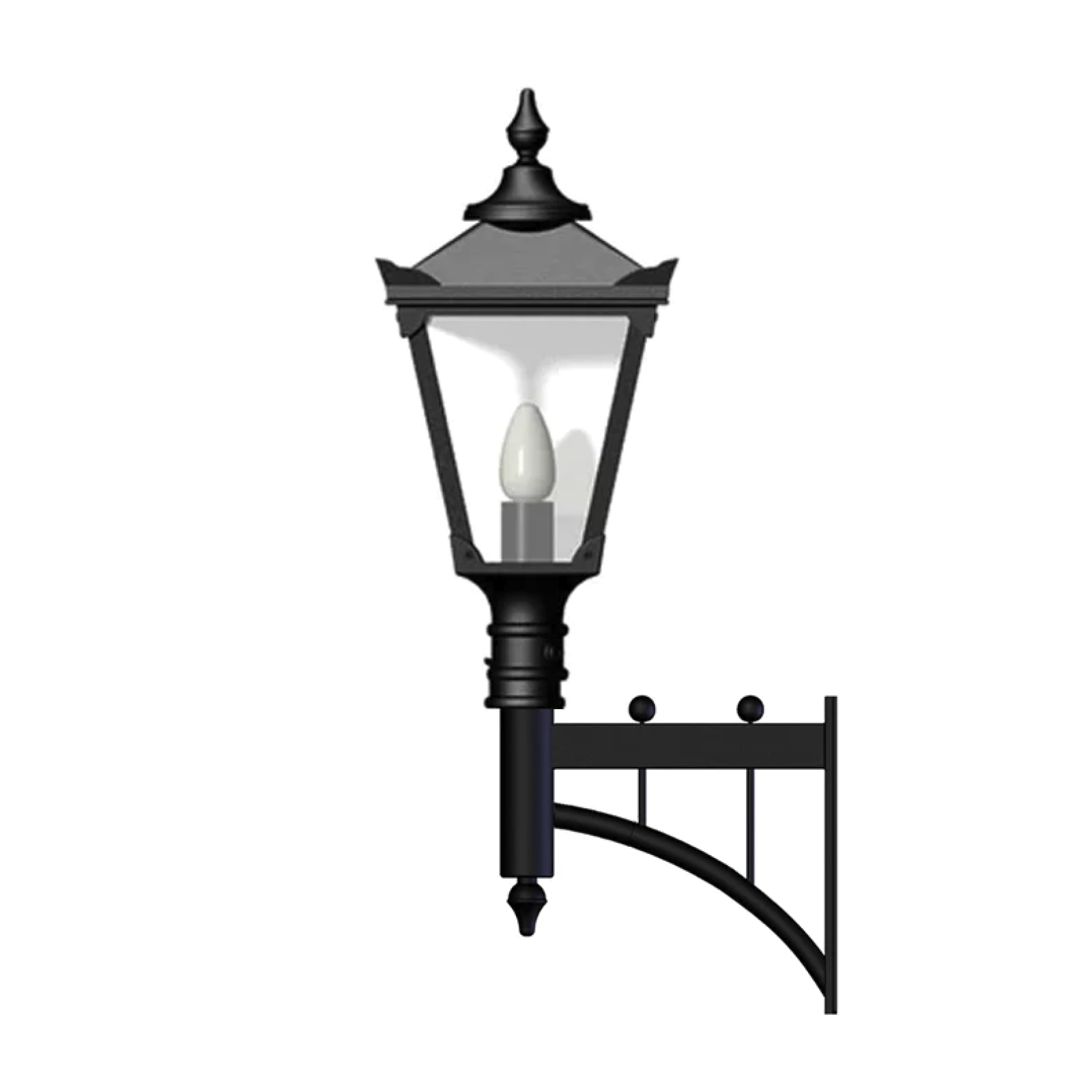Traditional Cast Iron Lantern on Short Wall Bracket