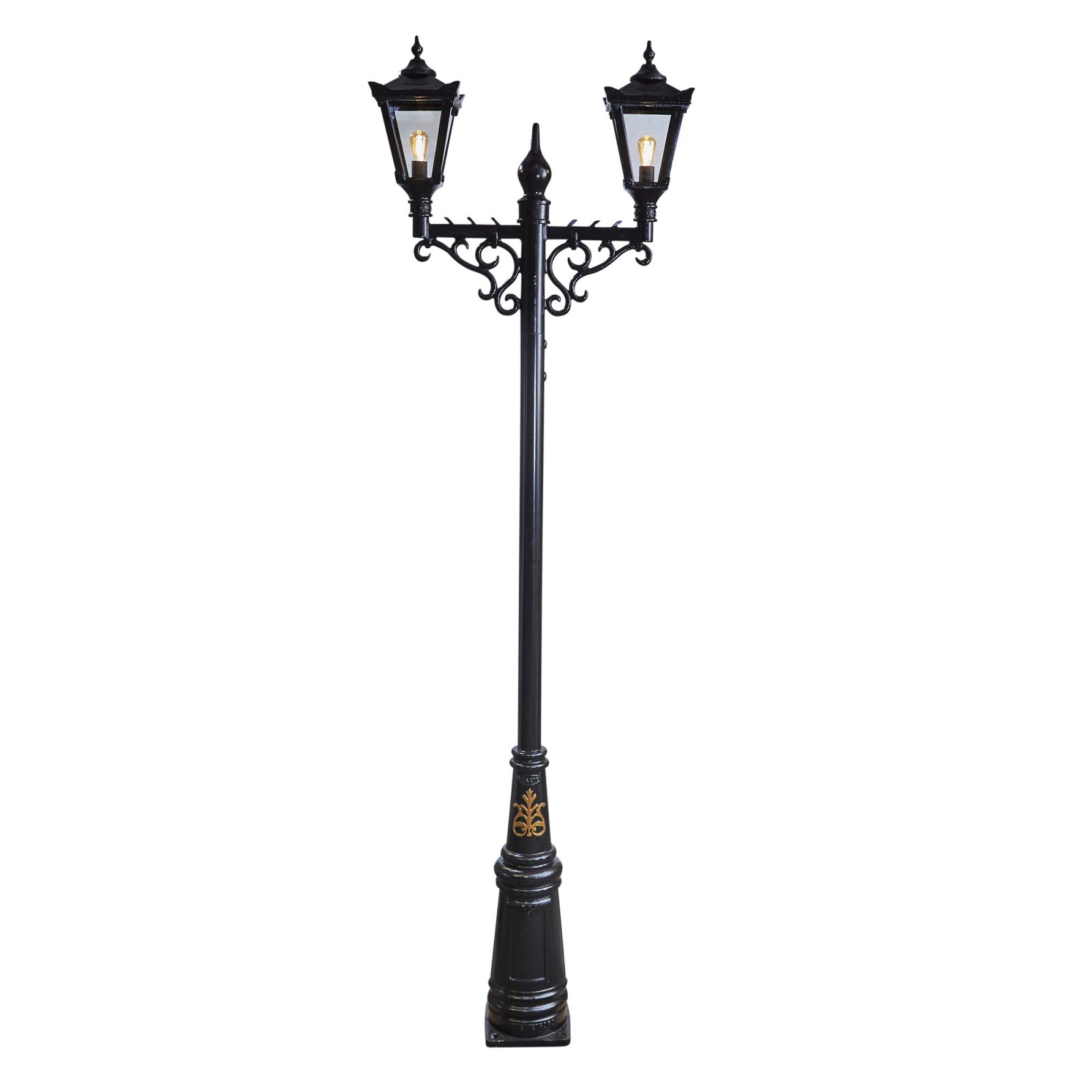 Large Double Cast Iron Lanterns on Cast Iron Lamp Post