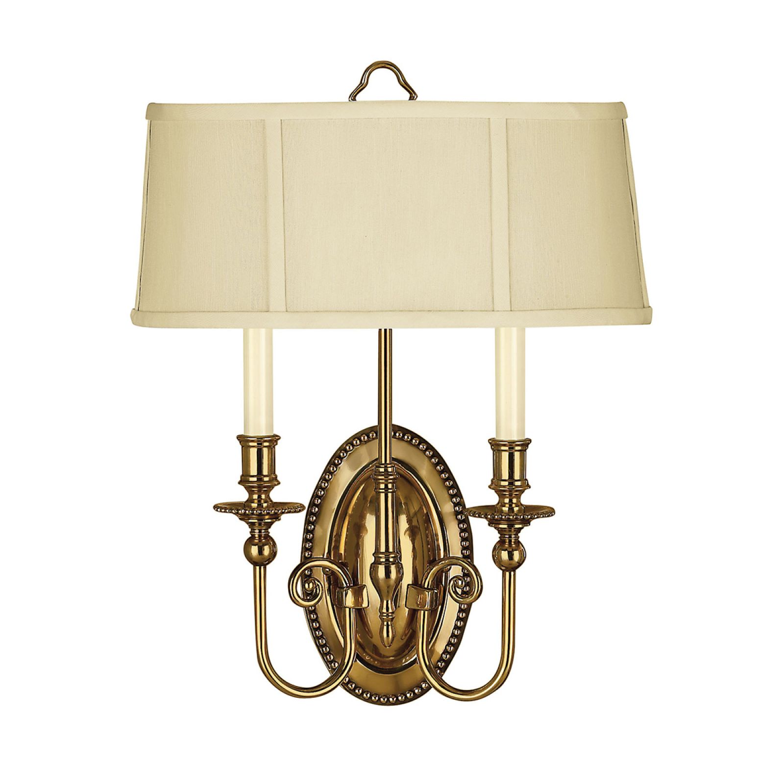 Cambridge Double Brass Wall Sconce with Large Shade