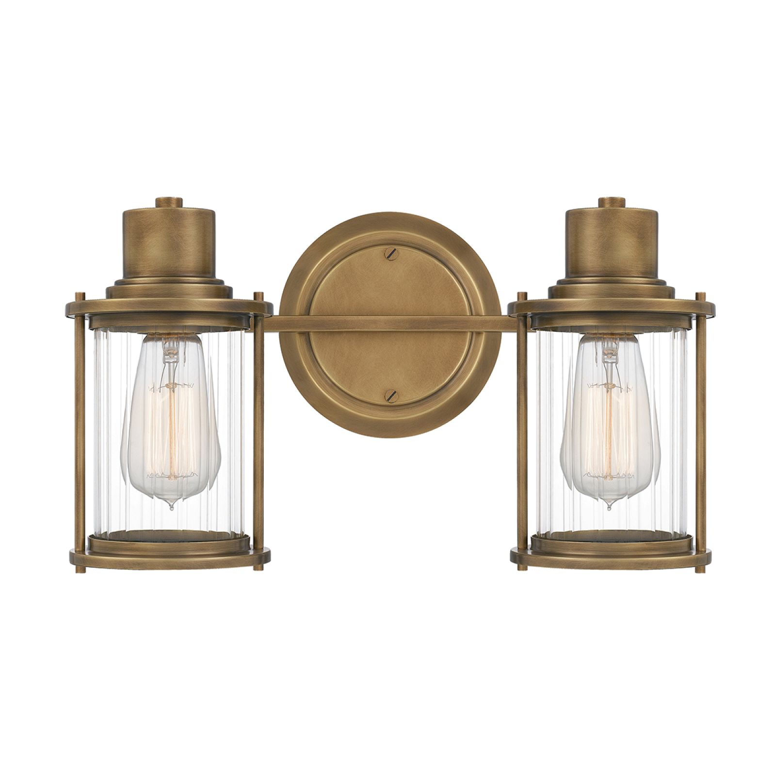 Riggs Double Bathroom Wall Light in Weathered Brass