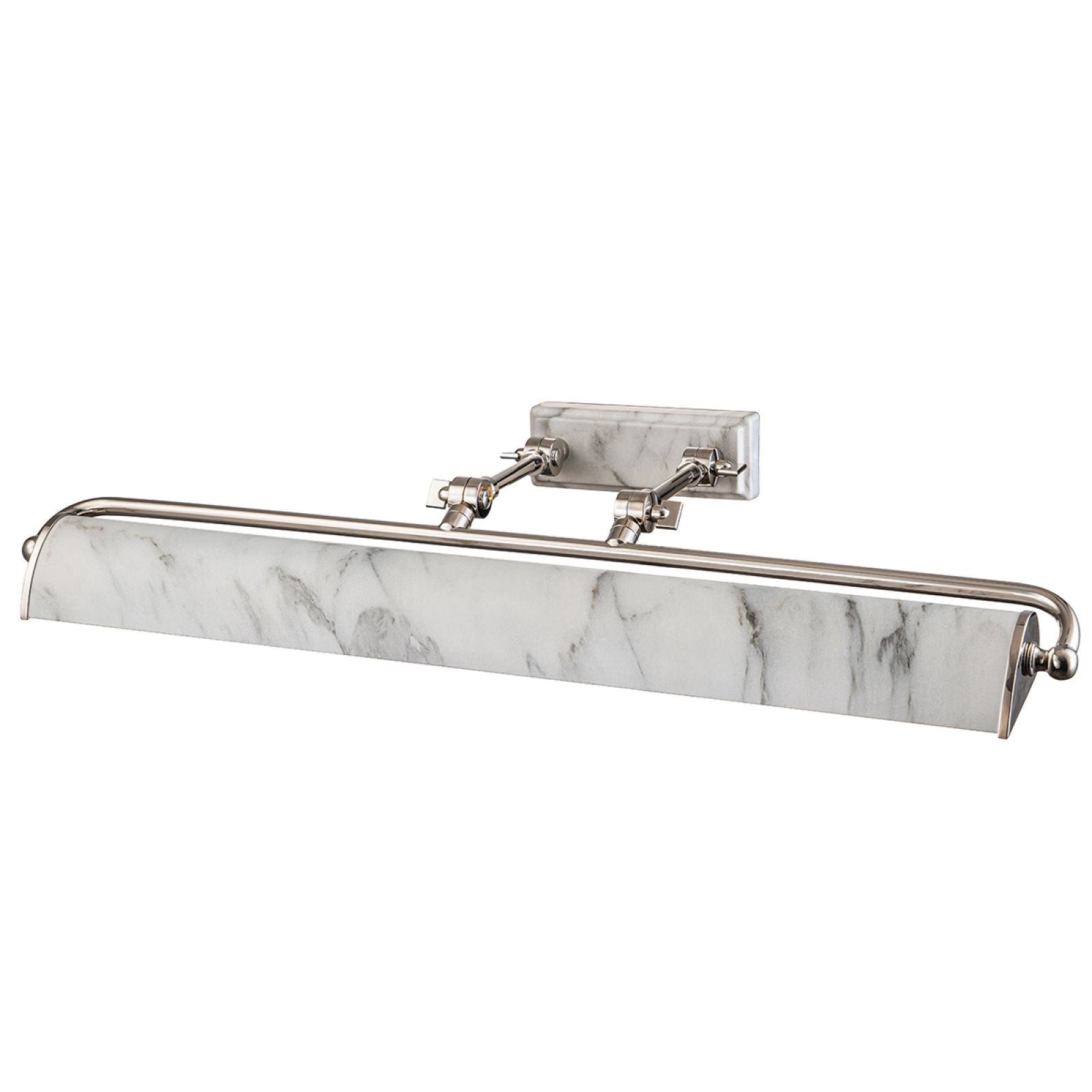 Winchfield Large Picture Light in Polished Nickel & White Marble Effect