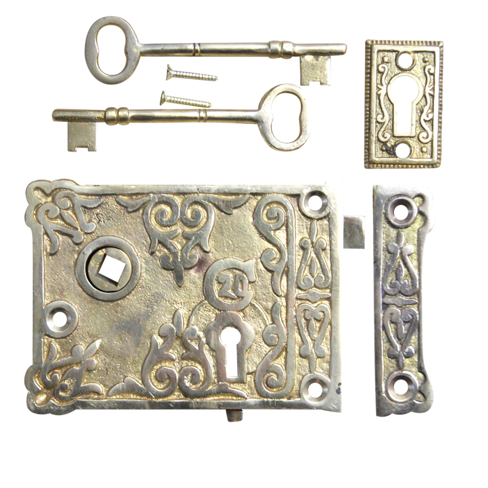 Ornate Eastlake Antique Brass Rim Lock | Locks