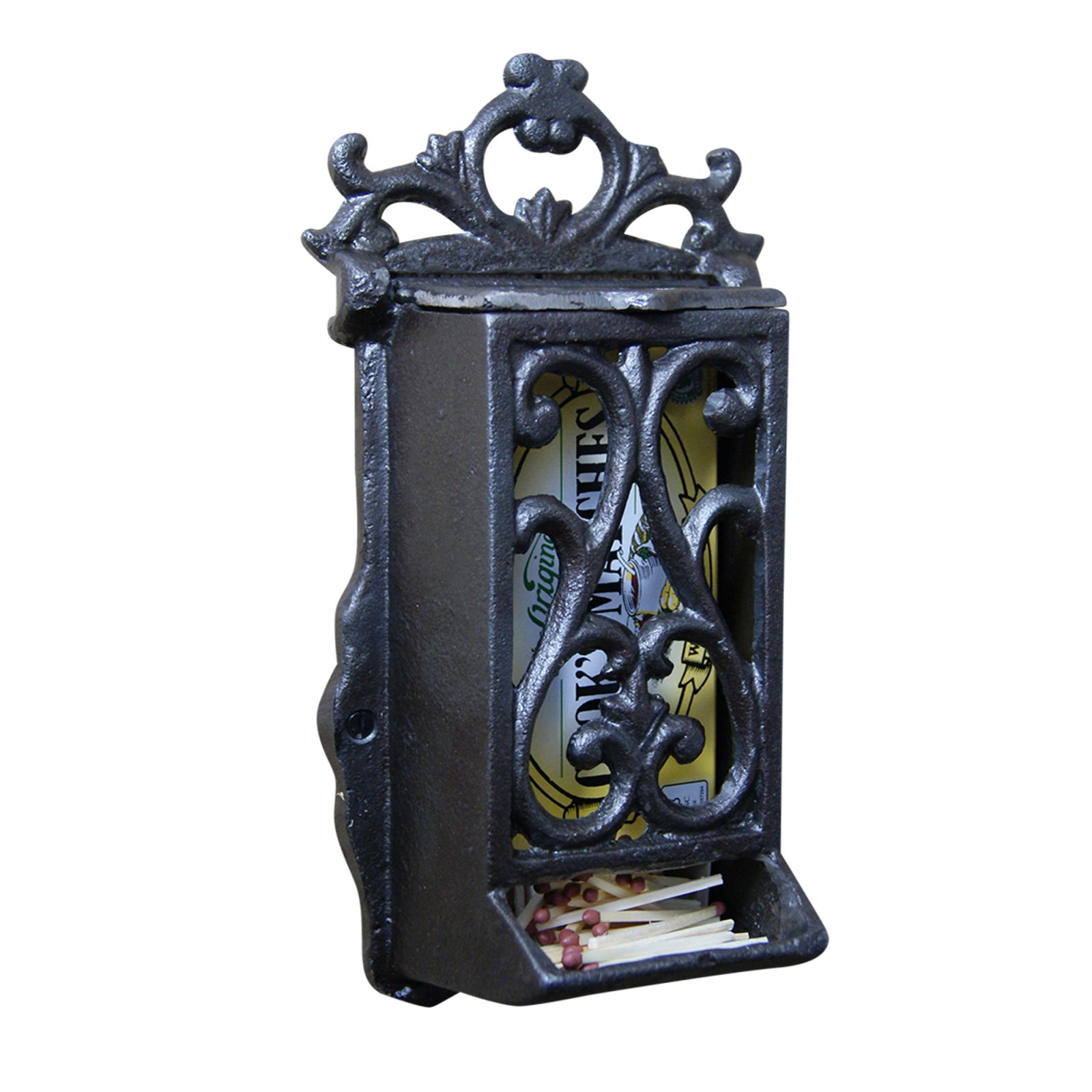 Cast Antique Iron Matchbox Holder – Victorian Fireside Accessory