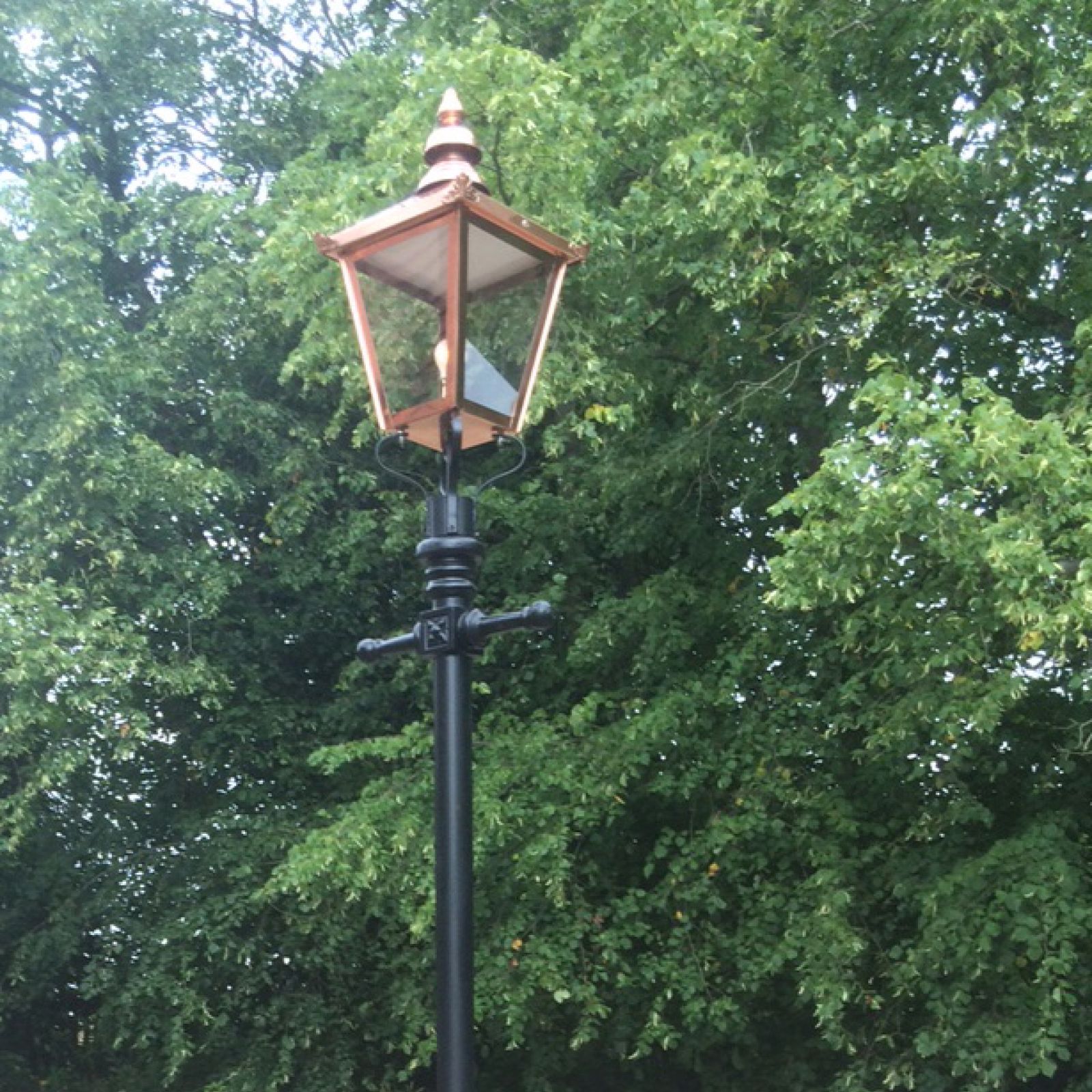 Lamp post 3050mm high and copper square lantern