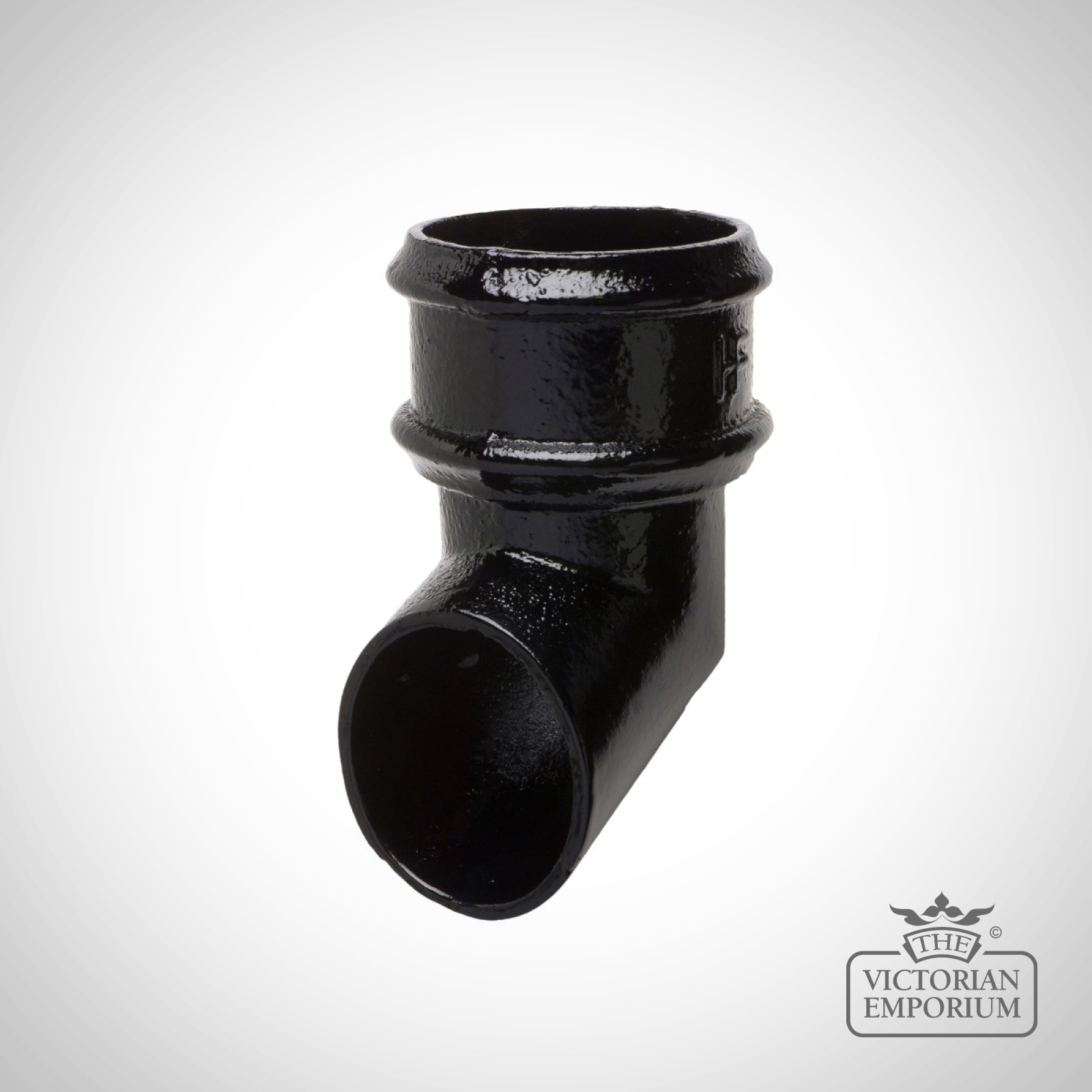 Cast Iron Round Eared or Plain Rainwater Downpipe Shoe - Black