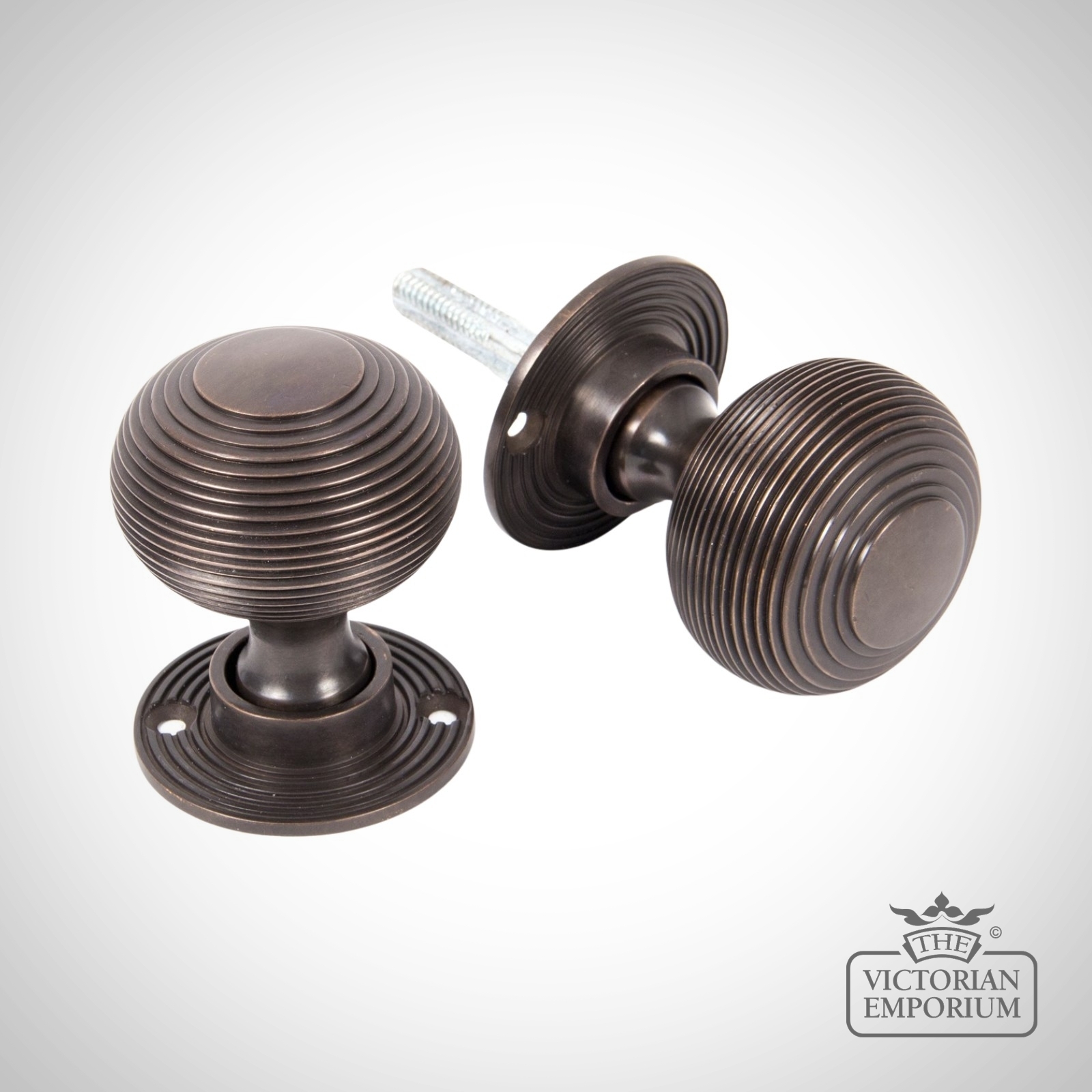 Beehive mortice/rim knob set in Aged Bronze | Knobs