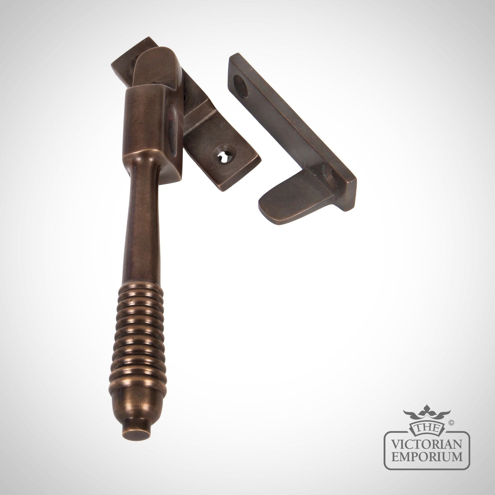 Night Vent Reeded Locking Fastener in Aged Bronze | Fasteners