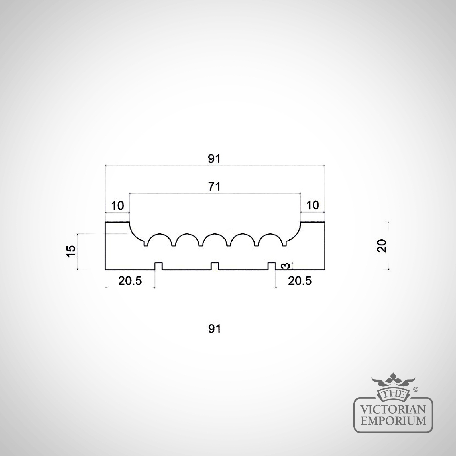 Fluted Moulding 91 x 20mm - Redwood (pine) or Oak