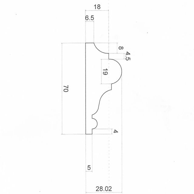Wooden dado 70 x 28mm - Profile 2 | Dado Rails
