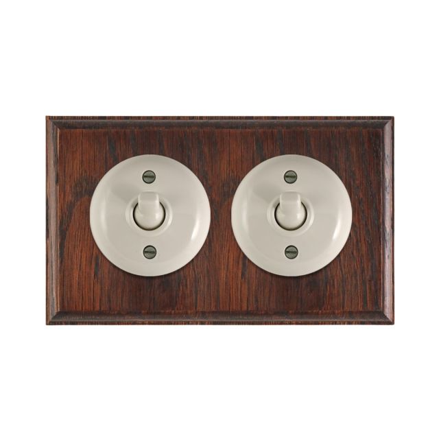 2 gang Bakelite light switch - plain brown or white