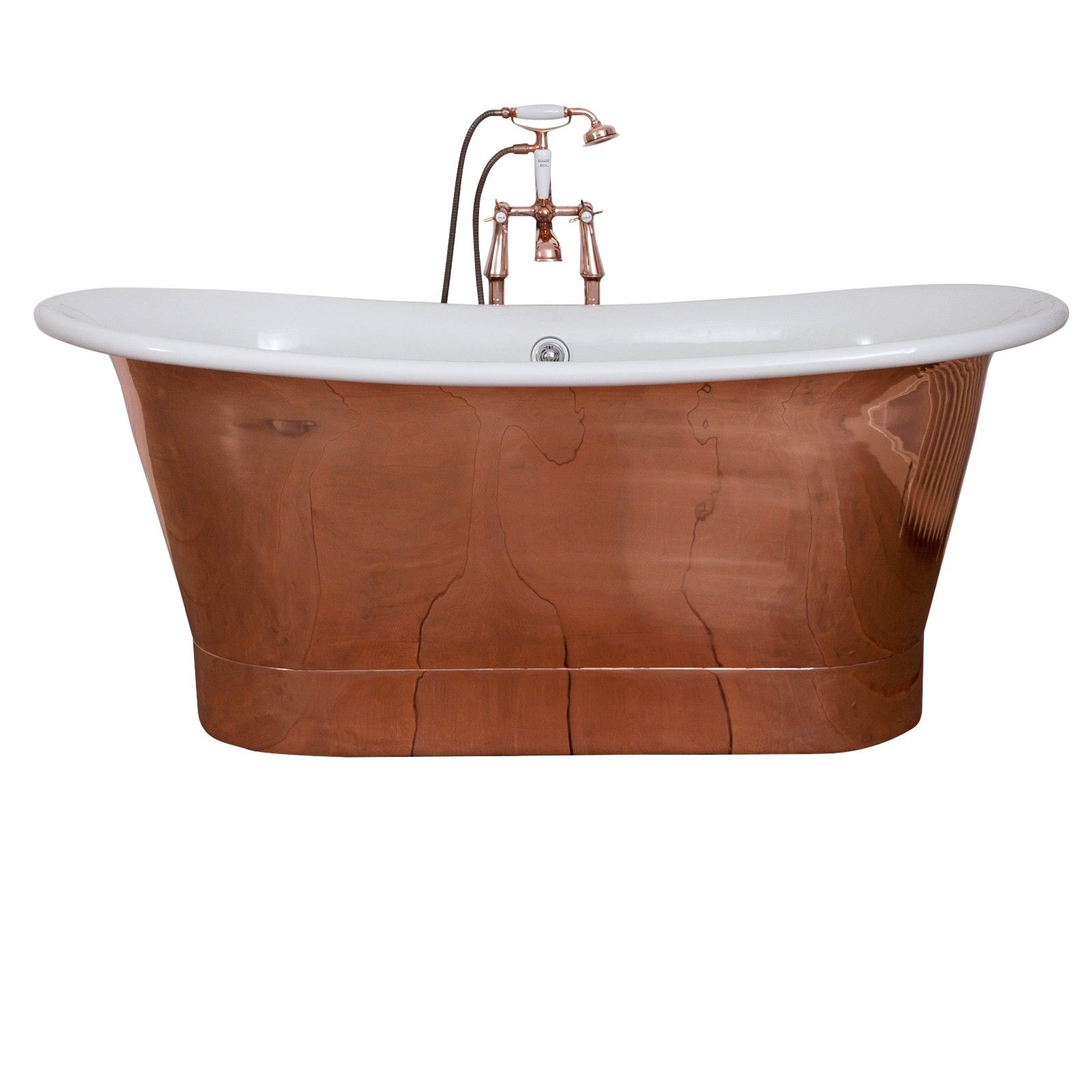 Normandie Copper Bath with White Enamel Interior