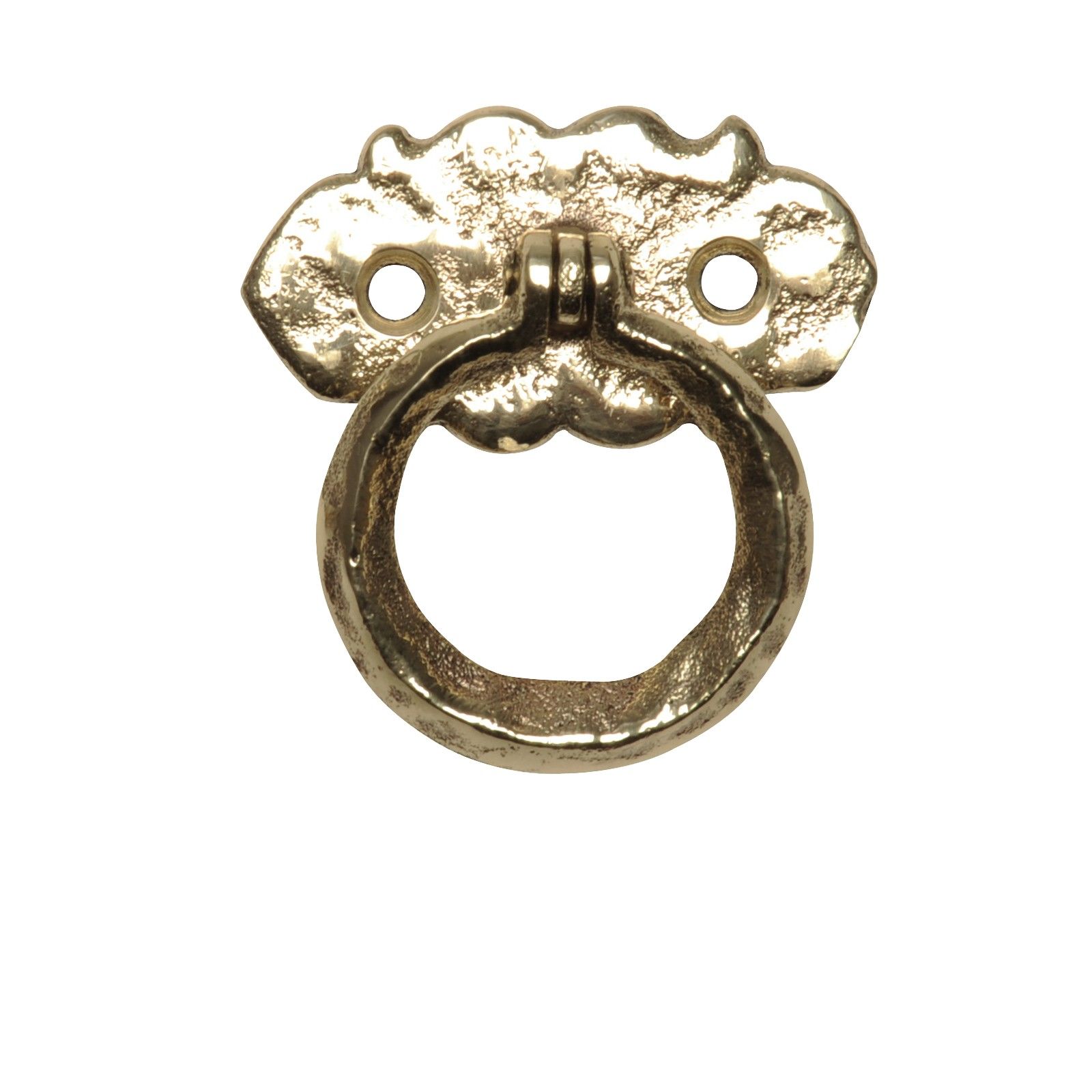 Plain ring drawer handle in cast brass | Drop Handles