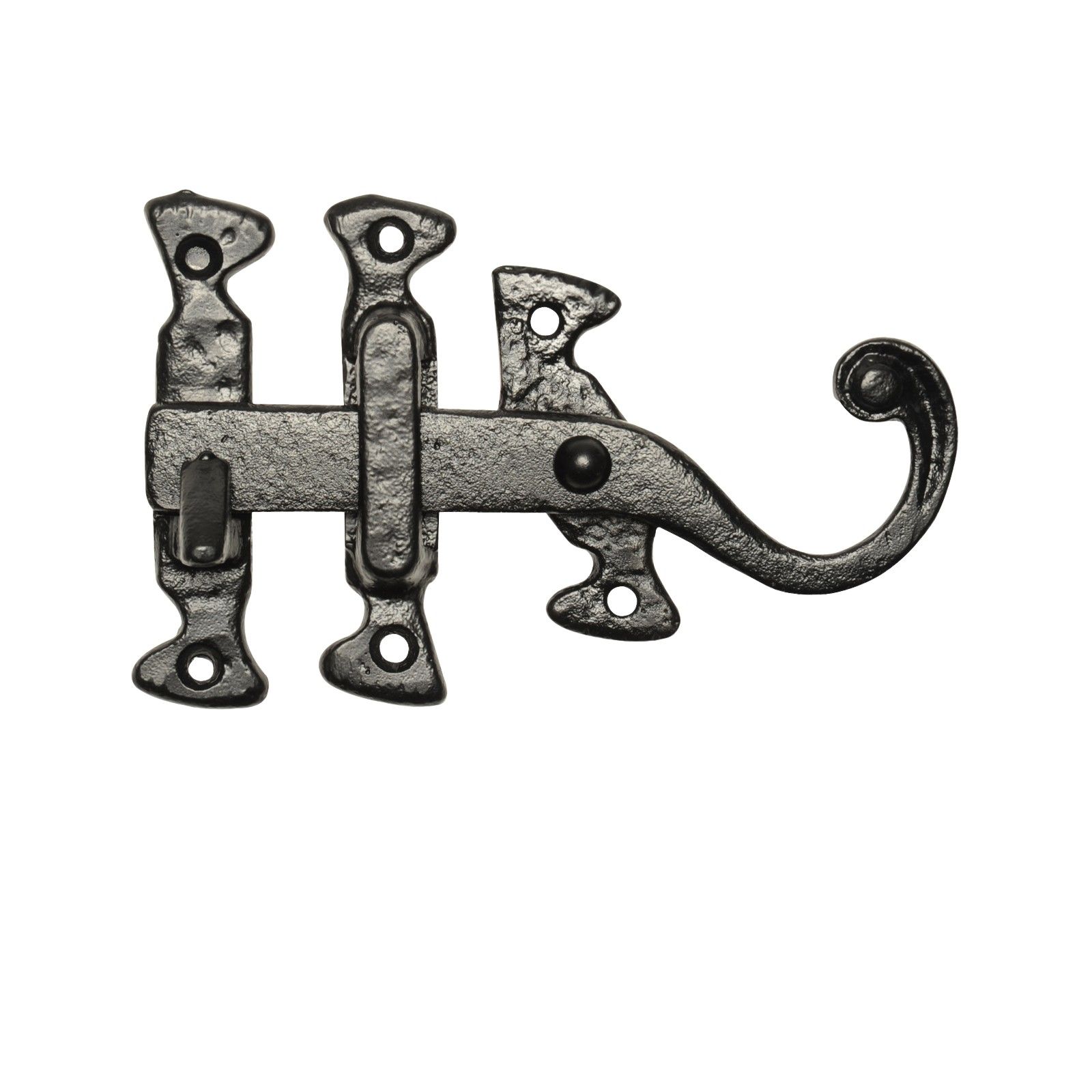 Black iron handcrafted highly decorative latch | Latches
