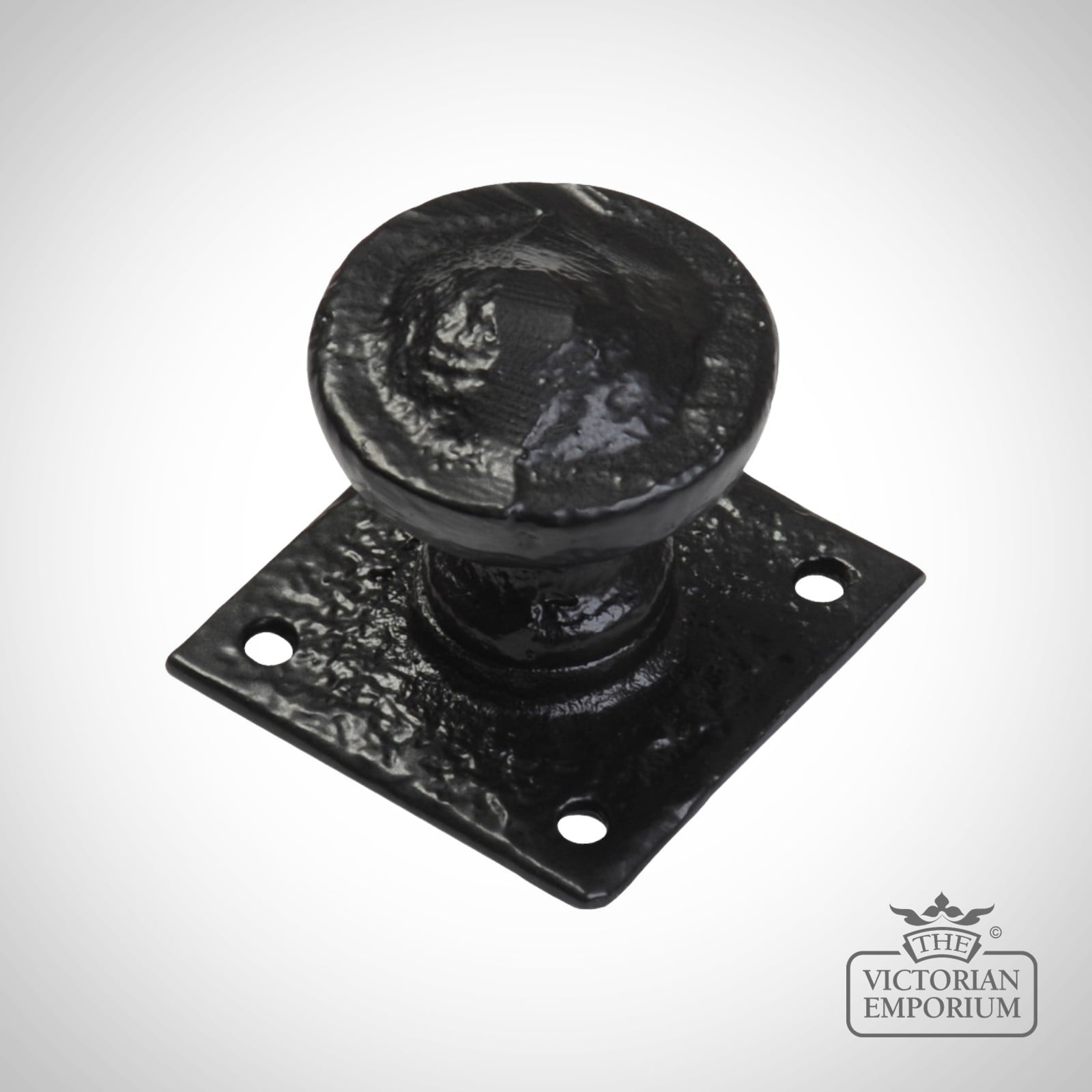Black iron handcrafted rustic circular door knob