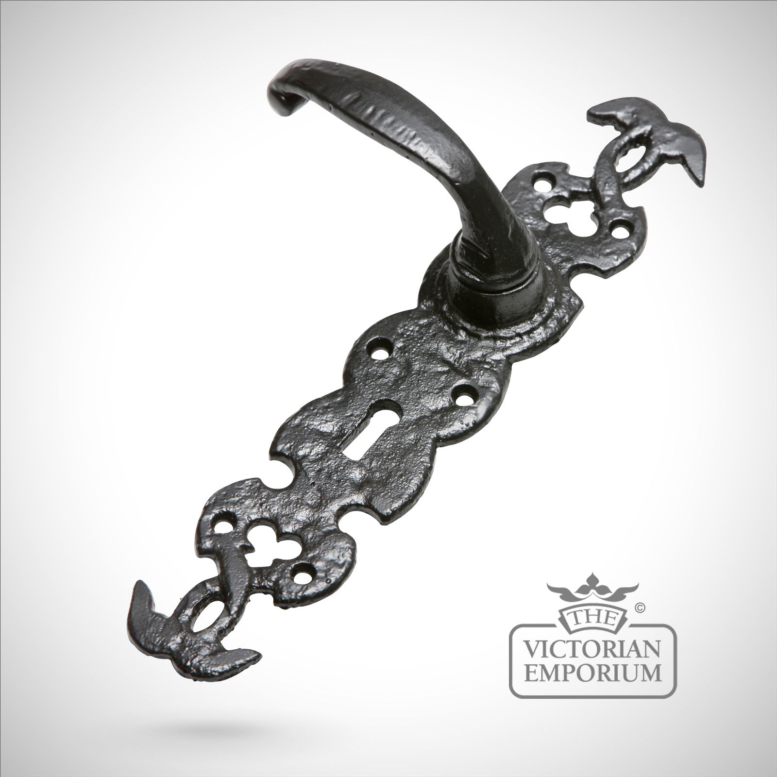 Black iron handcrafted tall lever door handle | Handles