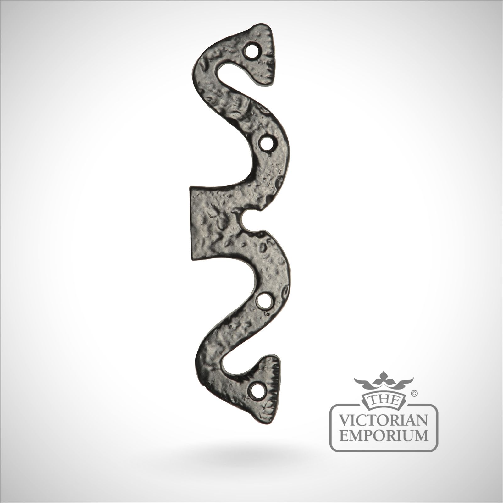 Black iron traditional handcrafted hinge fronts pair | Hinges