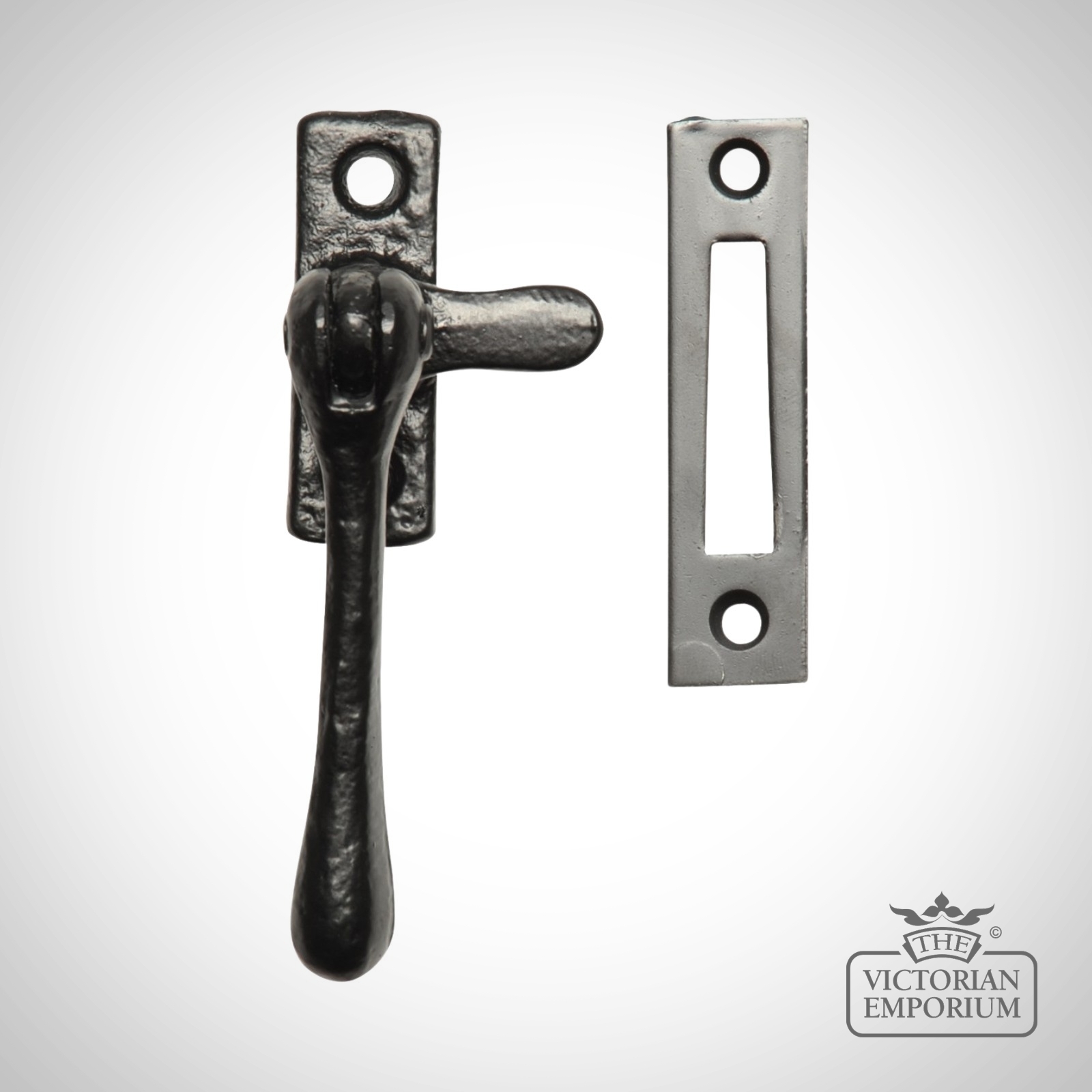 Black iron reversible casement fastener