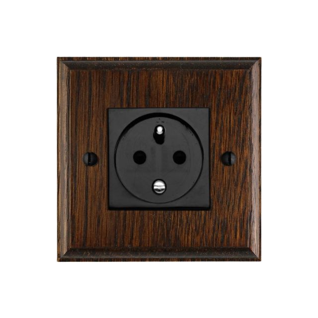 French single plug socket on wooden backplate