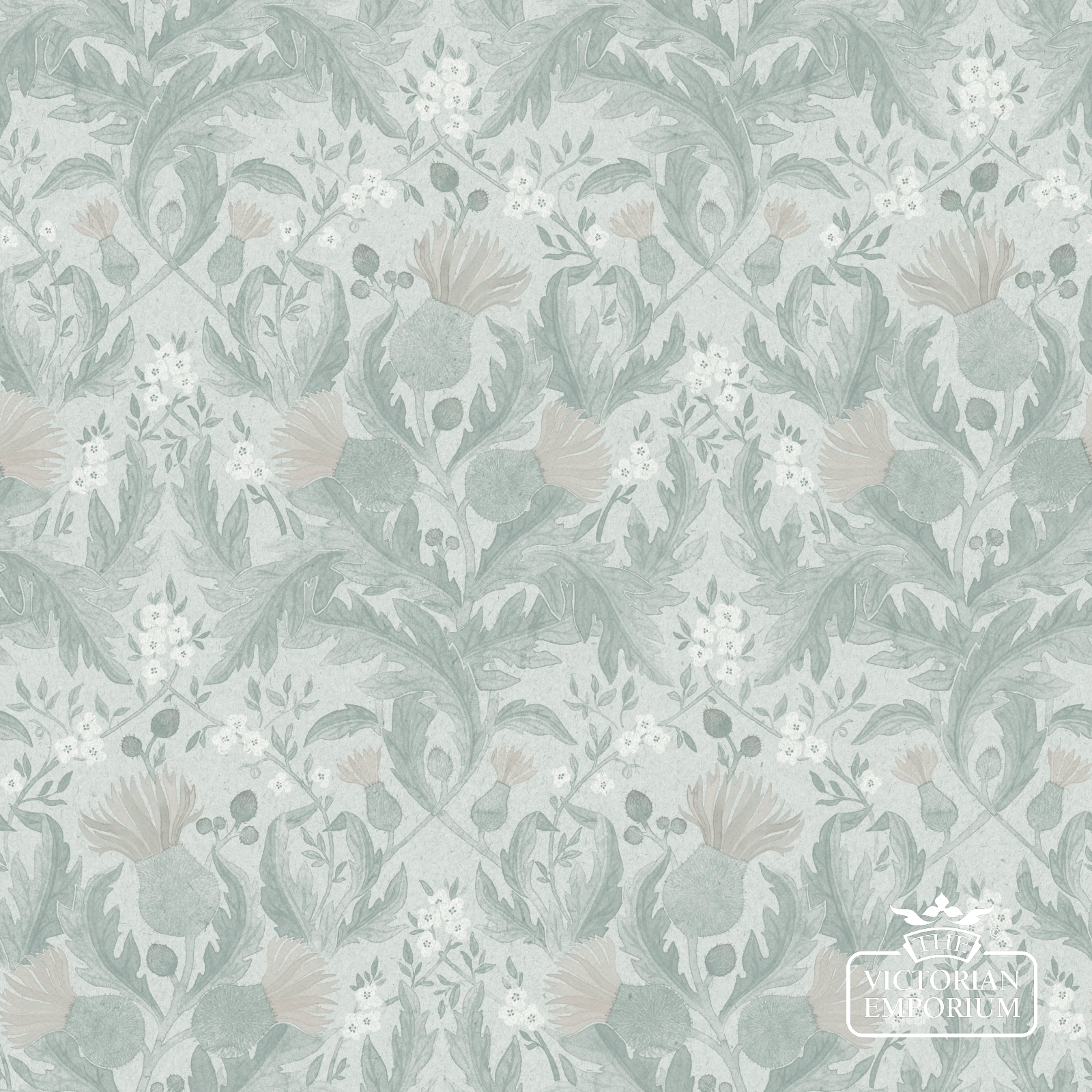 Thistle wallpaper with a blue, green or grey background