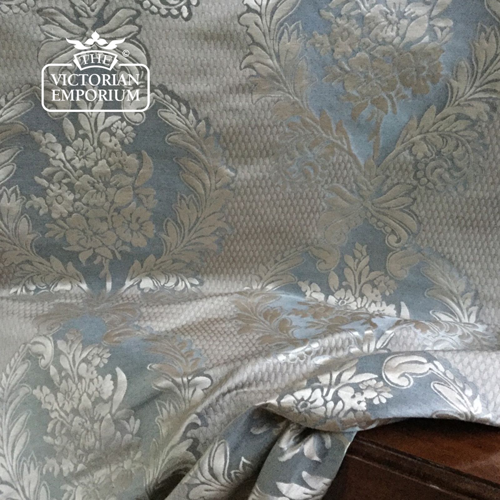 Tallyrand fabric in Blue | The Victorian Emporium