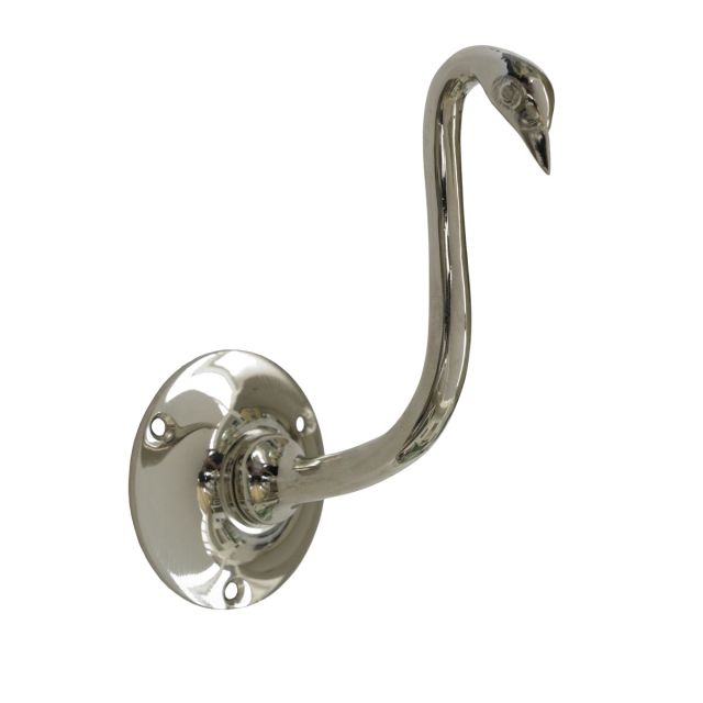 Swan hook in polished brass or nickel
