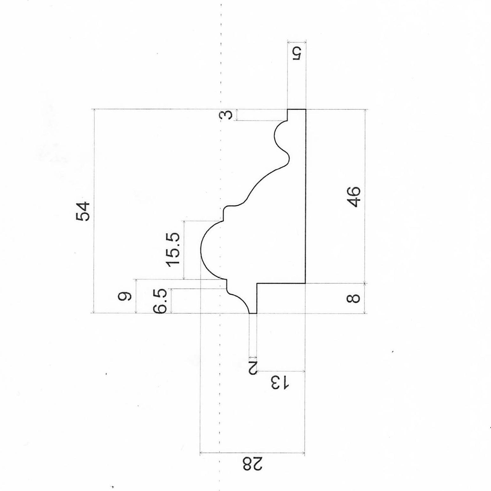 Edging / beading 54mm x 28mm | Picture Rails