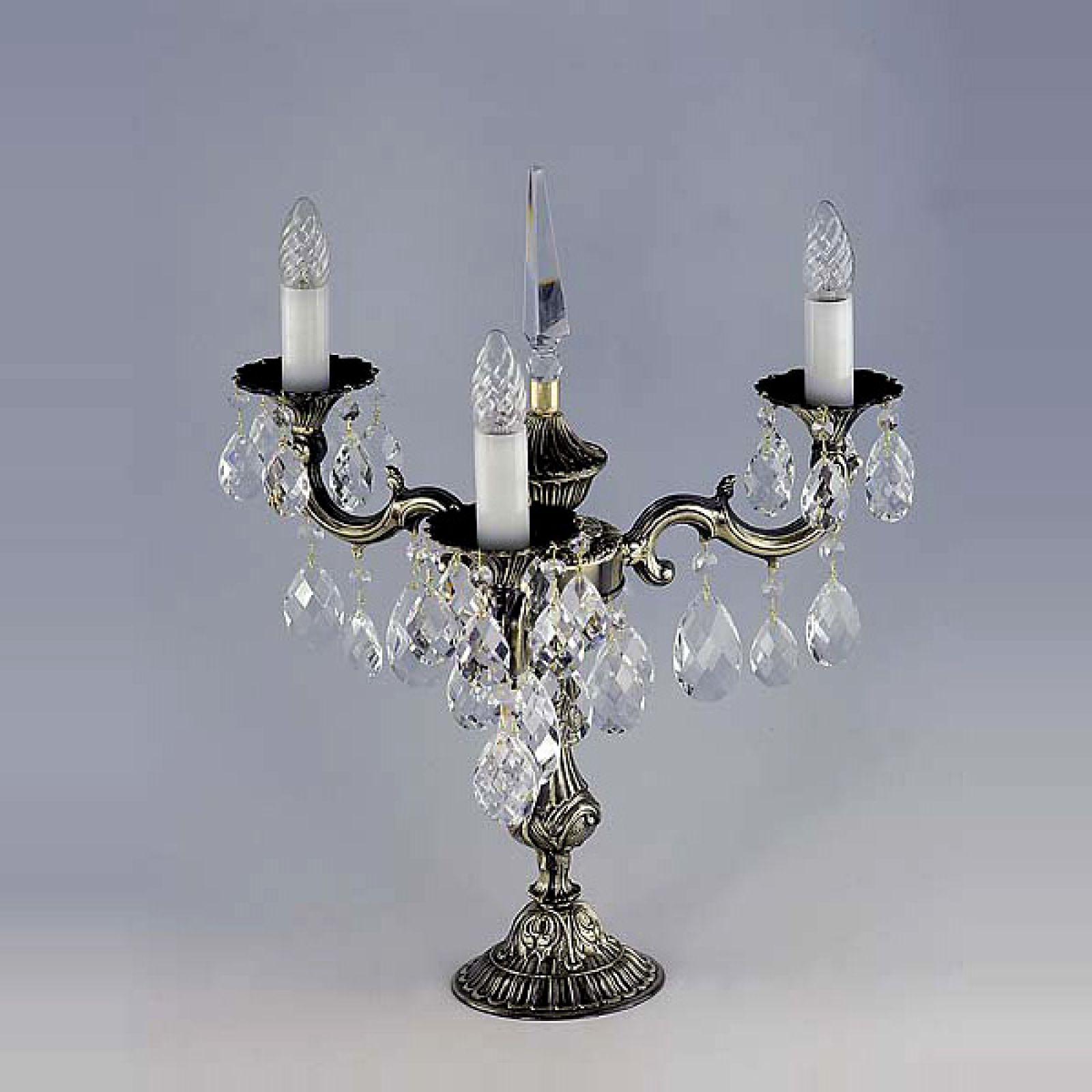 Elegant Cast Table Lamp With Crystal Drops