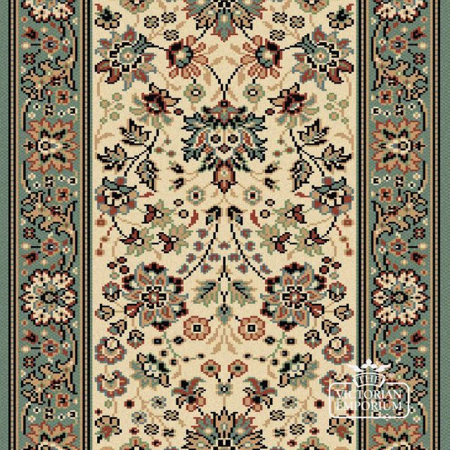 Victorian Stair Carpet Runner - style AV59111 in Aqua Multicoloured