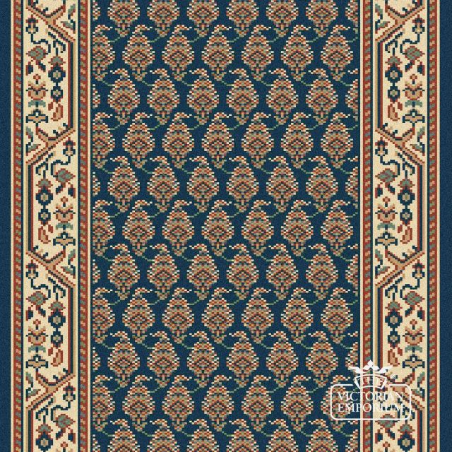 Victorian Stair Carpet Runner - style AV59110 in Navy Pattern