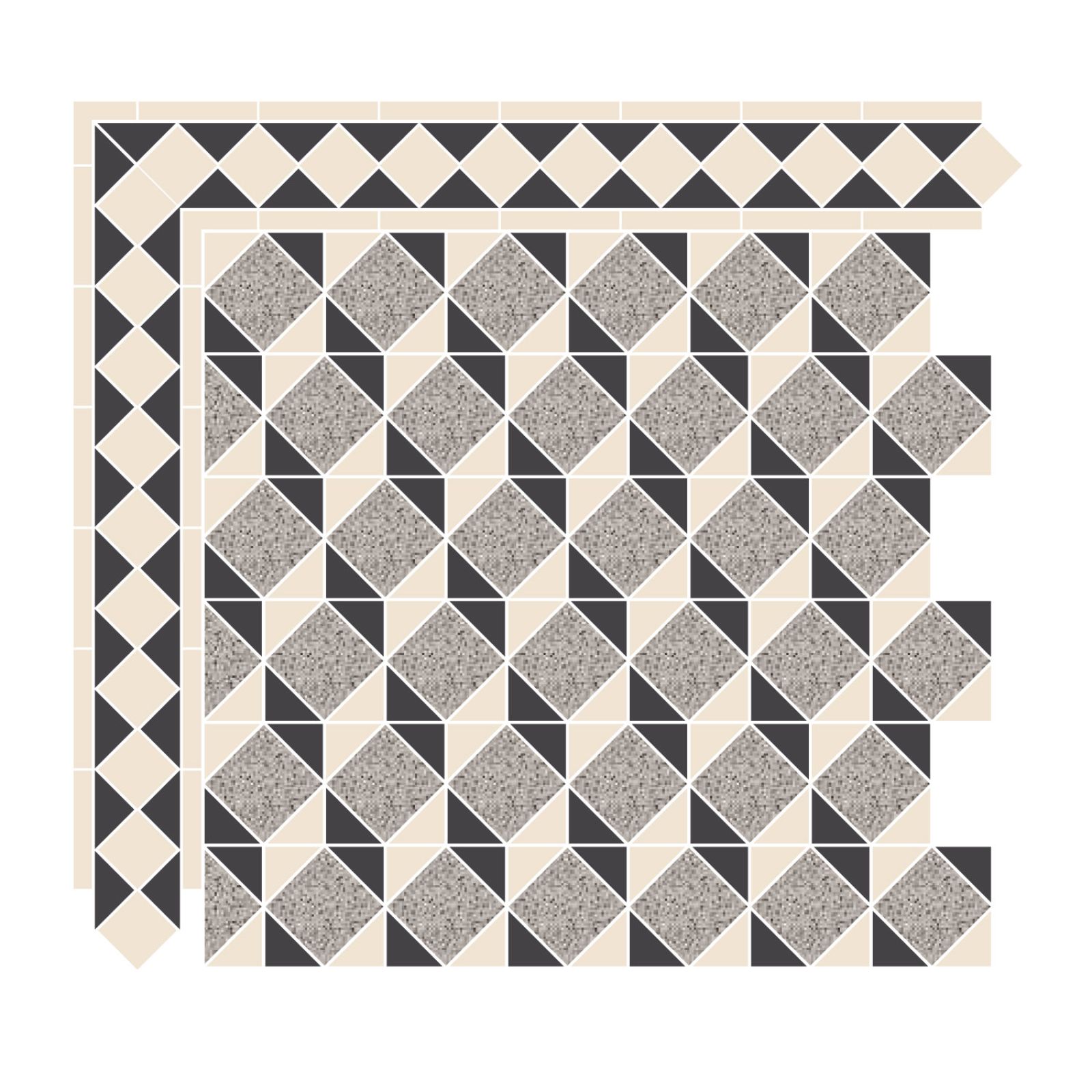 Cubic Victorian Mosaic Floor Tiles - Centre Pattern 421x142mm sheets ...